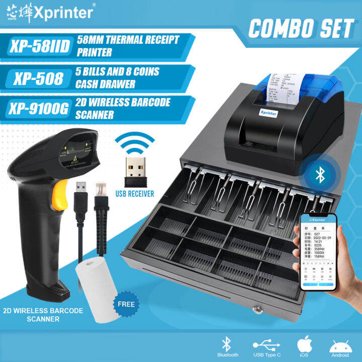Xprinter Combo Set Thermal Cash Receipt POS Mini Printer (BLUETOOTH+USB) 58mm + POS Electronic ...