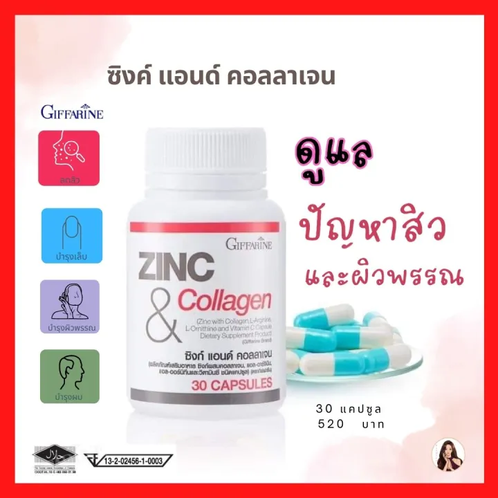 ซิงค์ แอนด์ คอลลาเจนกิฟฟารีน ZINC & COLLAGEN GIFFARINE ซิงค์กิฟฟารีน ...