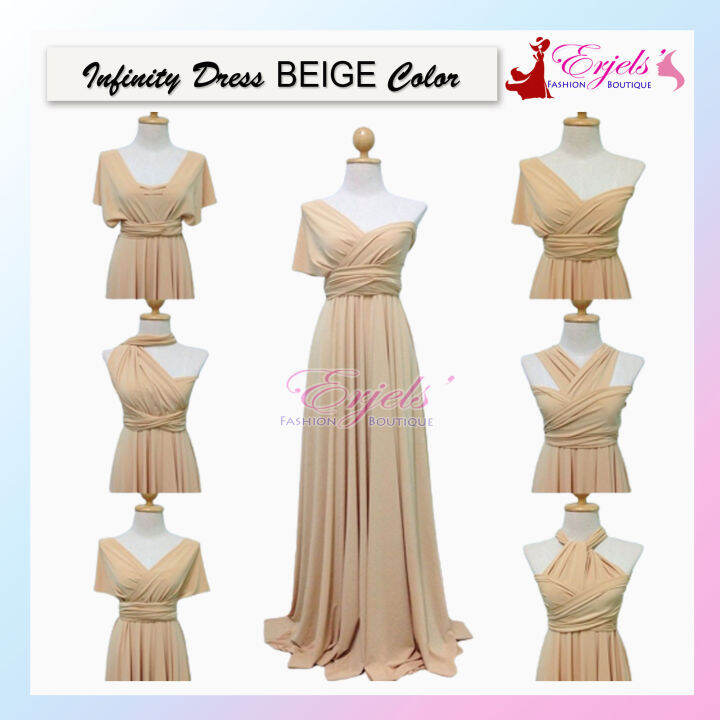 BEIGE Infinity Dress Floor Length With Attached Tube | Cotton Spandex ...