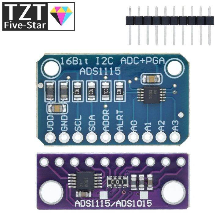 ADS1115 16 Bit I2C Module Precision ADC 4 Channel Development Board Pro Gain Amplifier 2.0V to 5 ...