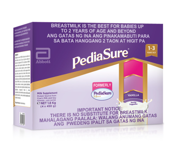 PediaSure 1-3 Vanilla 1.8kg / 1800g 1-3 y.o (4x450g) (exp: Jan 2024) | Lazada PH