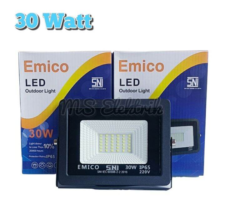 Lampu Tembak / Kap Sorot / Lampu Penerangan Outdoor / Flood Light 30 Watt Merk EMICO SNI ...