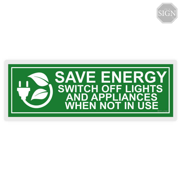 Save Energy Switch Off Lights Appliances Sign - Laminated Signage - 4 x ...