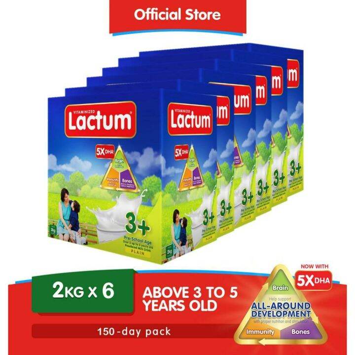 【COD】 [eCom Exclusive] Lactum 3 Plain 12kg (2kg x 6) Milk Drink for Children Over 3 - 5 Years ...