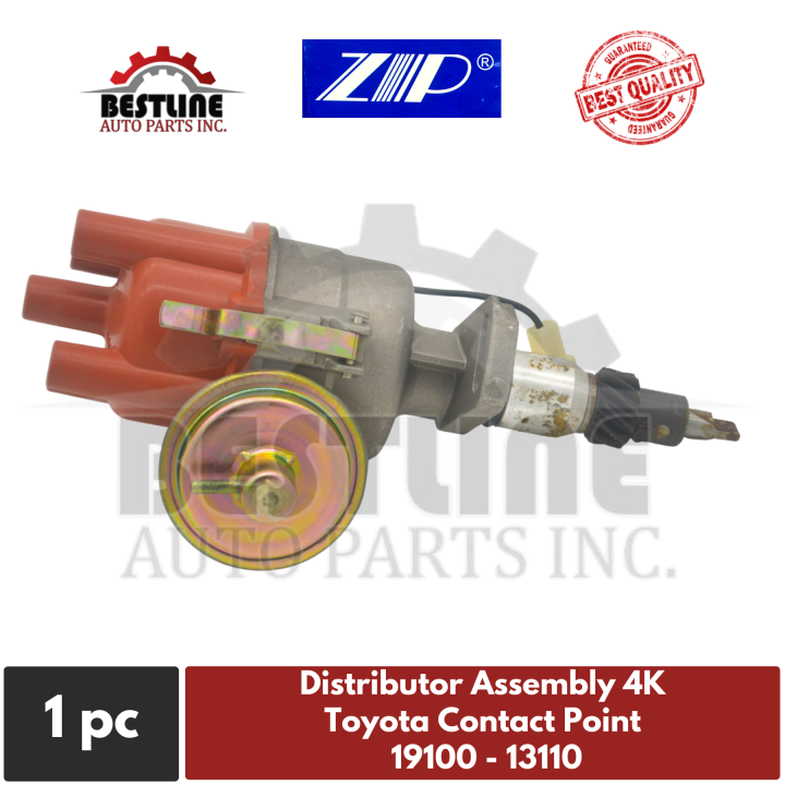 DISTRIBUTOR ASSEMBLY 4K FOR TOYOTA contact point type Zip Brand 19100 ...