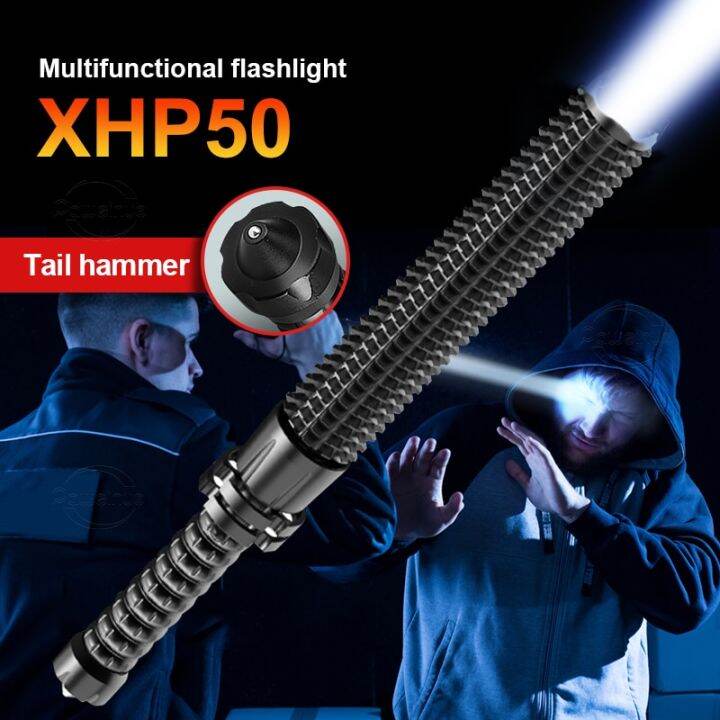 pingbo High LM XHP50 Retractable Flashlight Self Defense Powerful LED ...