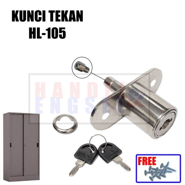 (Huben) Kunci Etalase Kaca Kunci Lemari Aluminium Kunci Tusuk Push Lock HL-105 | Lazada Indonesia