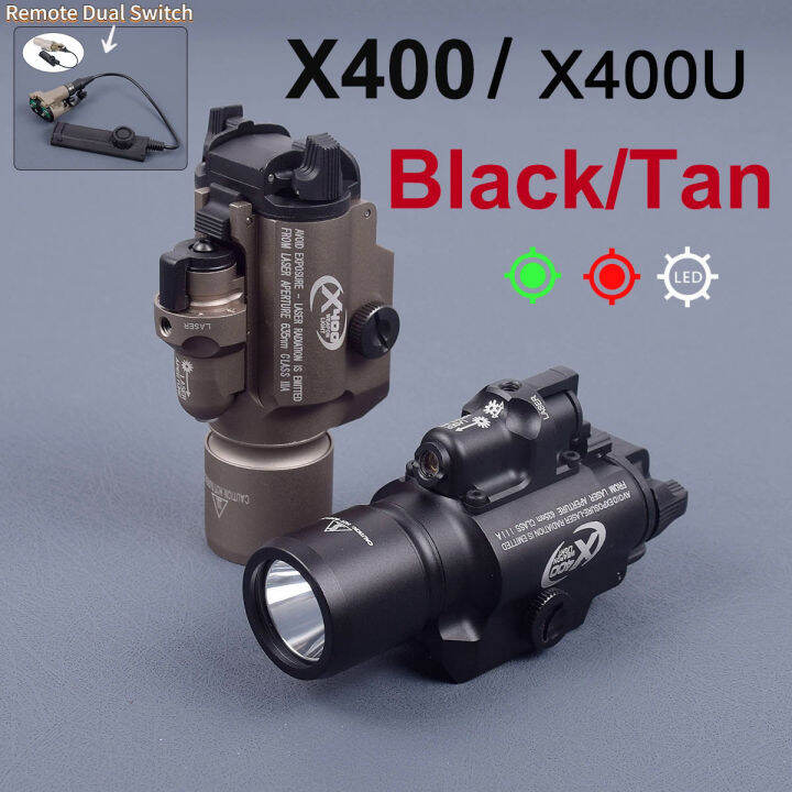 Tactical surefir X300 X400 x400u ultra red green scout LED flashlight ...