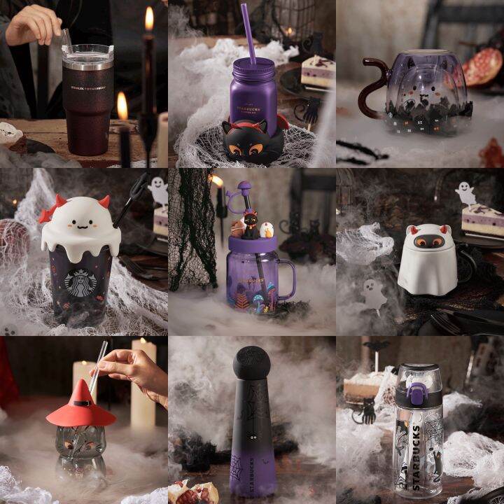 Starbuck Halloween Cup 2022 New Little Devil Black Cat Elf Ghost Glass ...