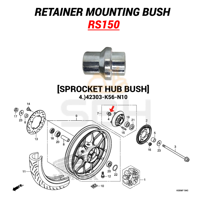 HONDA RS150 RETAINER MOUNTING BUSH REAR #SPROCKET HUB BUSH DALAM # ...