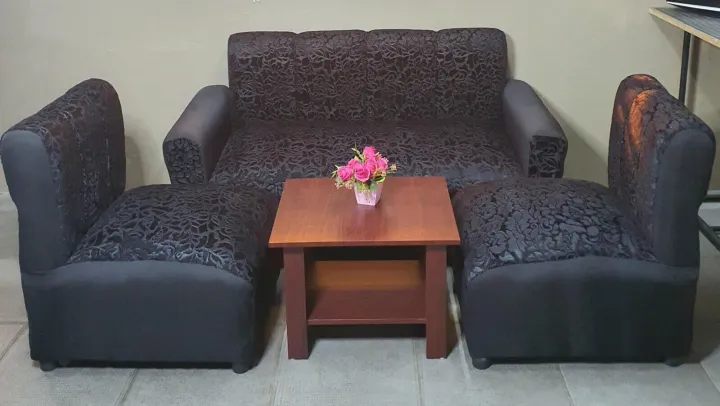 sala set black velvet with center table | Lazada PH