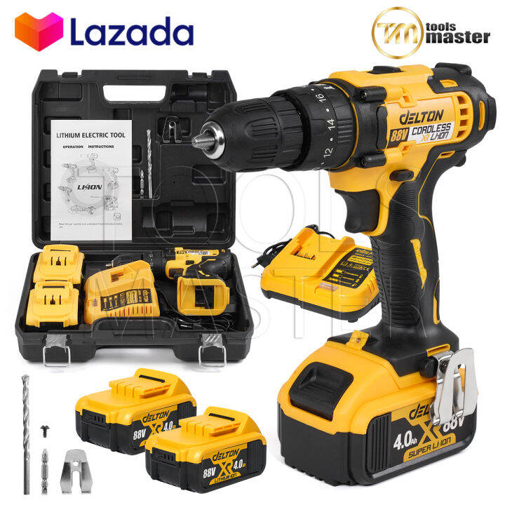 DELTON สว่านไร้สาย สว่าน สว่านกระแทก 3 ระบบ 88V **เจาะกระแทกได้** รุ่นใหม่! แบตเตอรี่ ลิเธียม ...