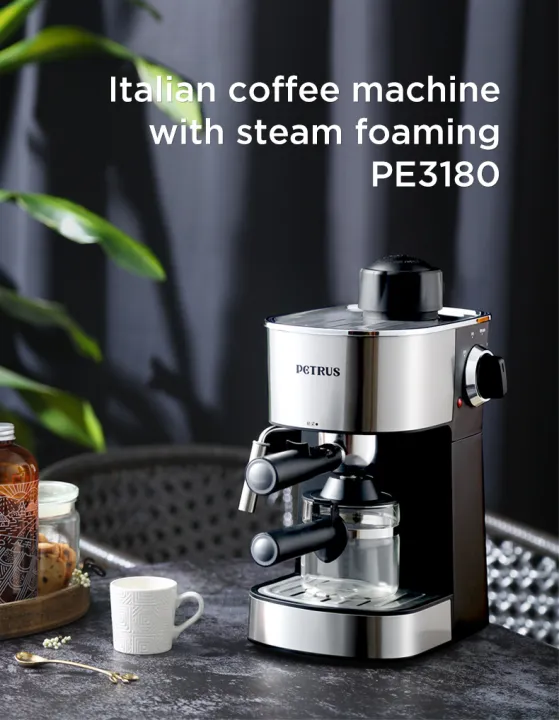 Petrus Espresso coffee maker with steam foaming coffee machine | Lazada PH