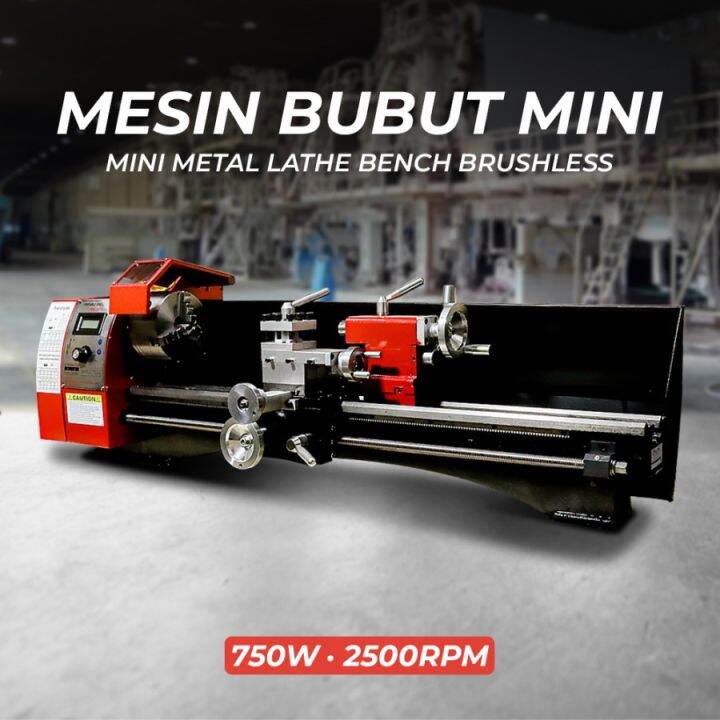 Mesin Bubut Mini Metal Lathe Bench Brushless 750W 2500RPM MX-750 VEVOR ...