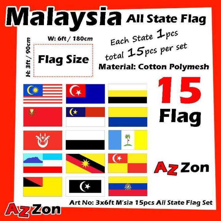 3x6ft Malaysia All State Flag Set / Bendera Semua negeri malaysia / All ...