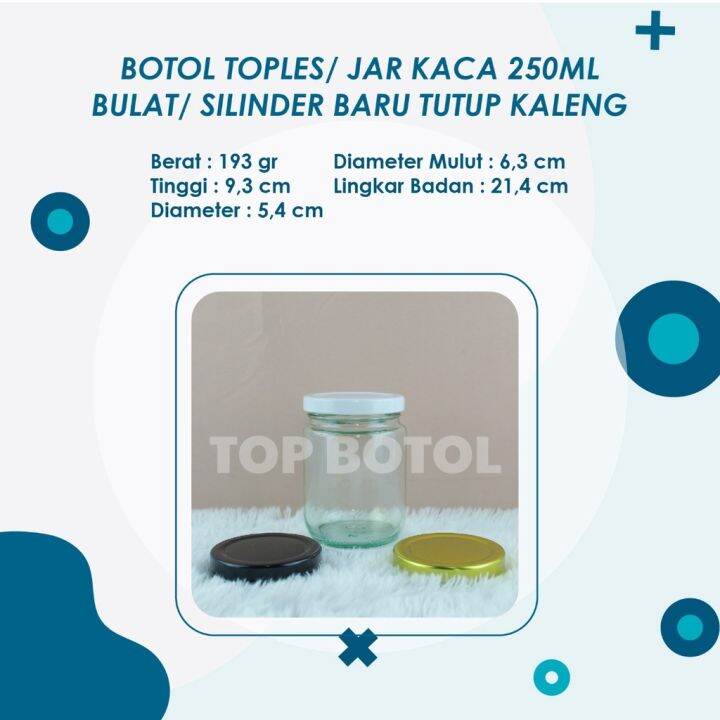 (Paket Isi 10pcs) Toples kaca 250ml toplas kaca 250ml jar 250ml Botol silinder baru tutup kaleng ...