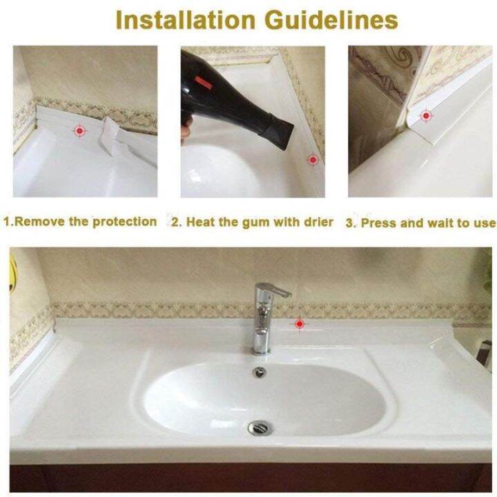 Wall Sealing Strip Self Adhesive Sticker Bath Sink Basin Edge Trim Tape ...
