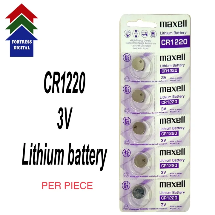 Maxell Lithium Coin Button Flat Battery CR1220 / CR-1220 / CR 1220 / 3 volts 3v 3V ECR1220 ...