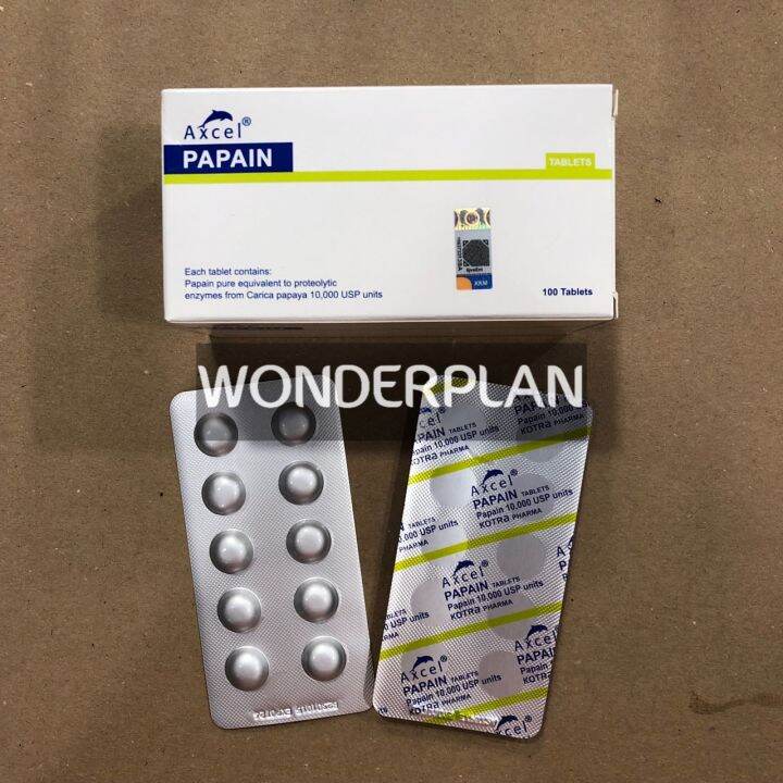 Wonder Plan Axcel Papain Tablets 10000 USP Units 10s 1 Strip / 100s A ...
