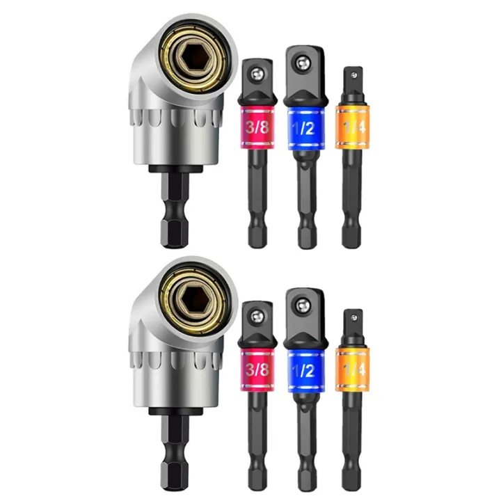 Impact Grade Power Hand Tools Driver Sockets Adapter Extension Set, 6Pcs Hex Shank Drill Nut ...