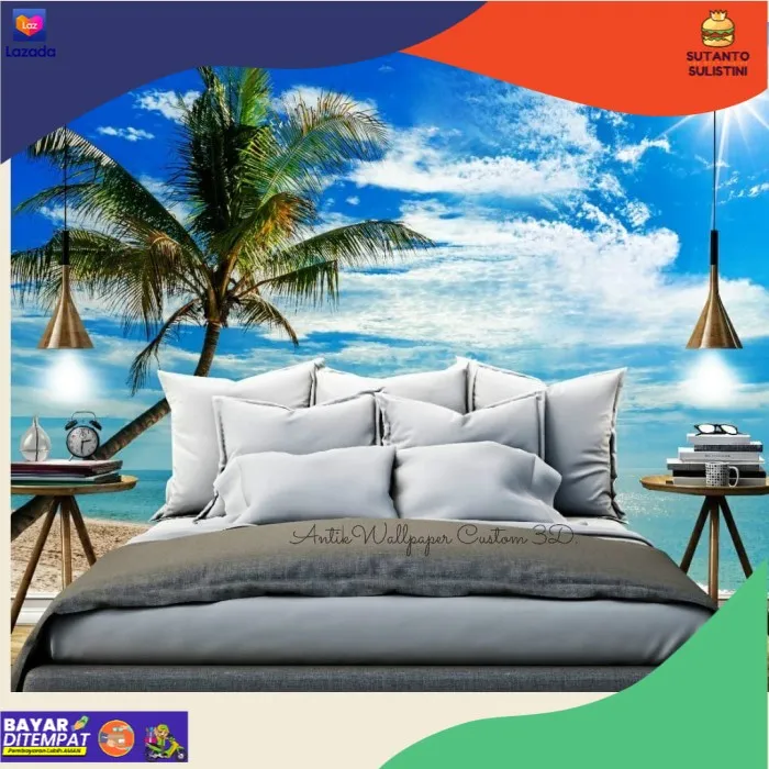 Wallpaper custom 3D Tema pemandangan pantai | Lazada Indonesia