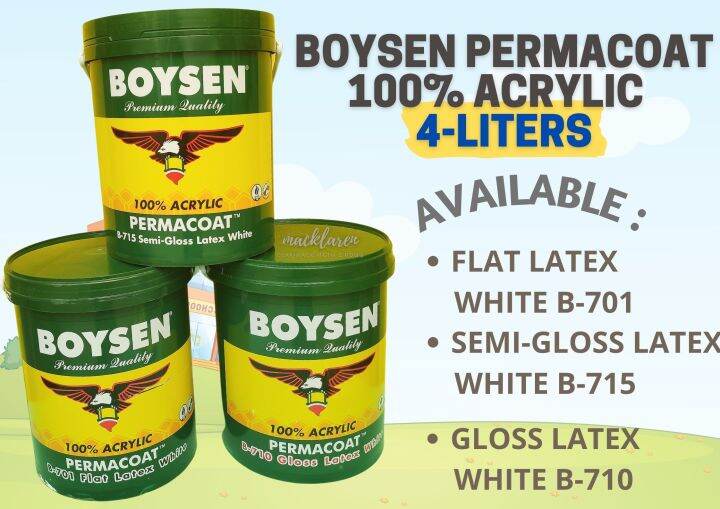 Boysen Permacoat White Latex ️ 1 Gallon ️ 4L Liters ️ Flat Latex B701 ️ ...