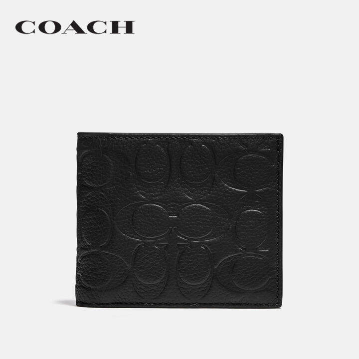 COACH กระเป๋าสตางค์ผู้ชายรุ่น 3-In-1 Wallet In Signature Leather สีดำ ...