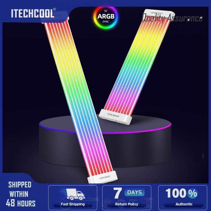 COOLMOON Glow Neon Cord 8Pin/24Pin ARGB LED Flexible Light Bar ...