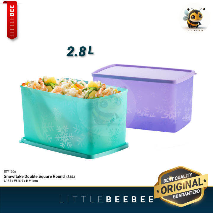 🌟 TUPPERWARE Snowflake Double Square Round 2.8L Tupperware Freezermate ...