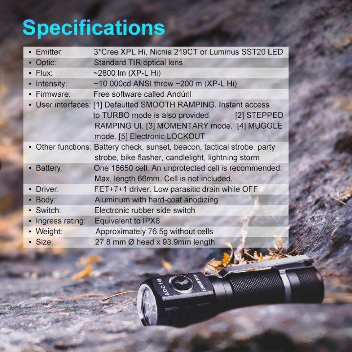 Lumintop EDC18 2800Lumens EDC flashlight Side switch Anduril UI 18650 ...