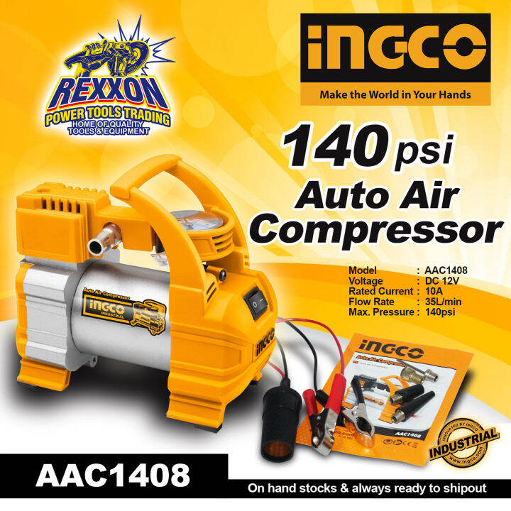 INGCO 140psi Auto Air Compressor / Auto Air Mini Compressor / Car ...