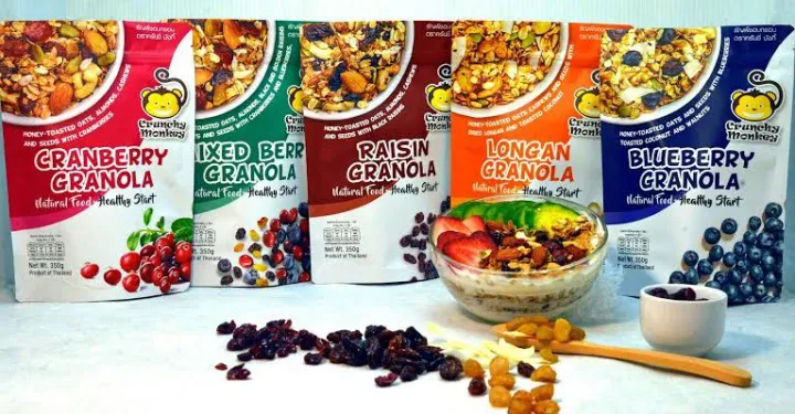 ธัญพืชอบแห้งสำเร็จรูปพรีเมียม กราโนล่า ตราครันชี่ มังกี้ (Crunchy ...