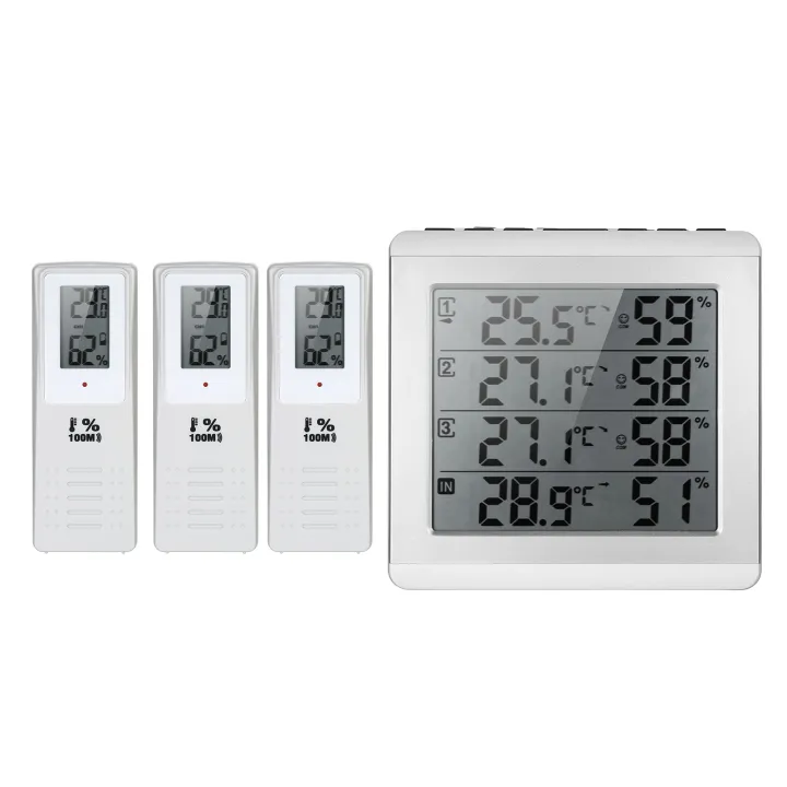 LCD Digital Wireless Indoor/Outdoor Thermometer Hygrometer Four-channel ...