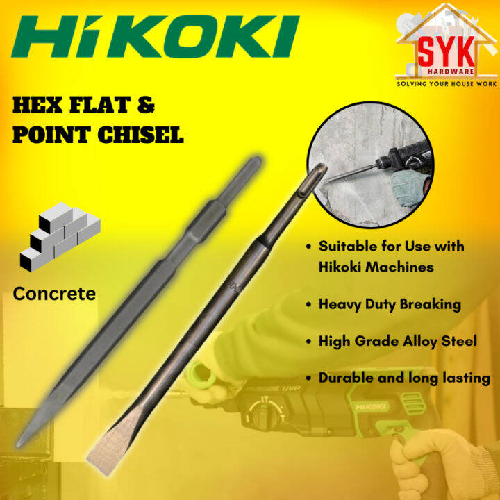 SYK Hikoki Hex17 Bull Point Flat Chisel Hammer Machine Concrete Breaker ...