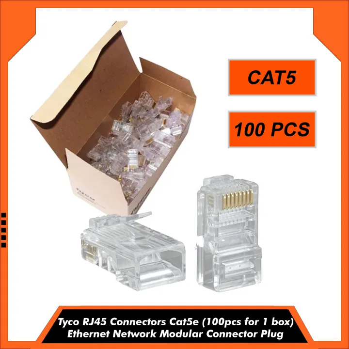 Tyco RJ45 Connectors Cat5e (100pcs for 1 box) Ethernet Network Modular ...