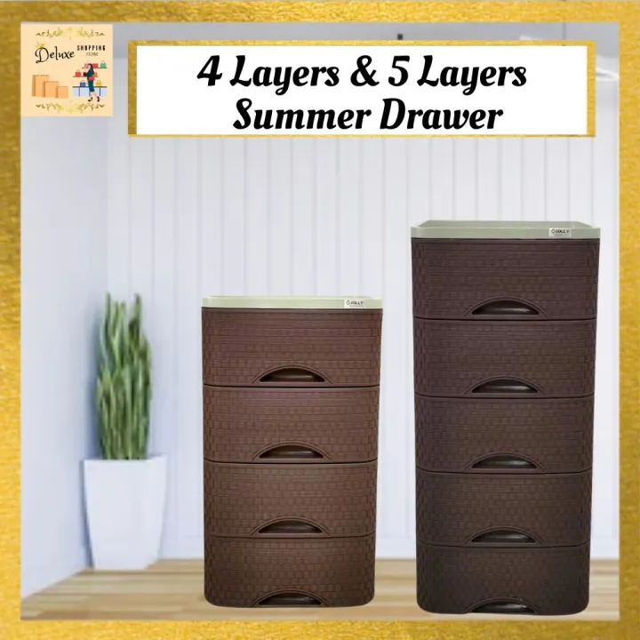 JOLLY SUMMER RATTAN DRAWER 4 LAYERS AND 5 LAYERS ORGANIZER SPACE SAVER ...