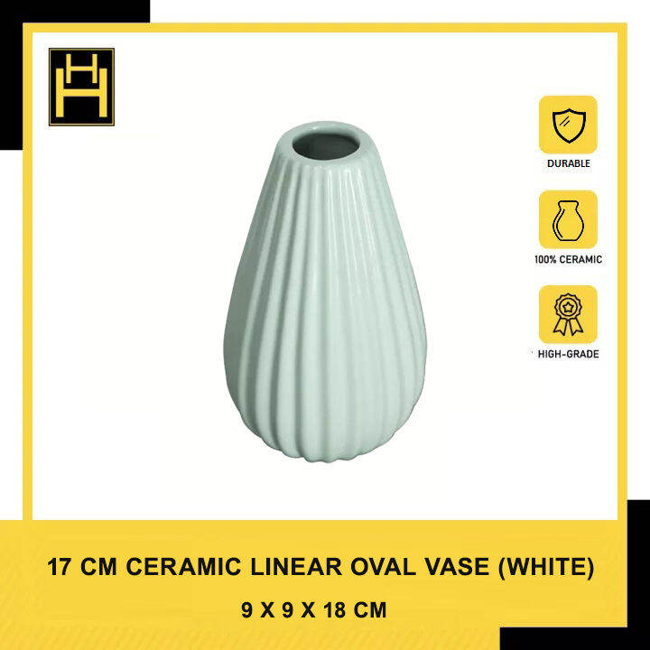 17 cm ceramic linear oval vase (white) | Lazada PH