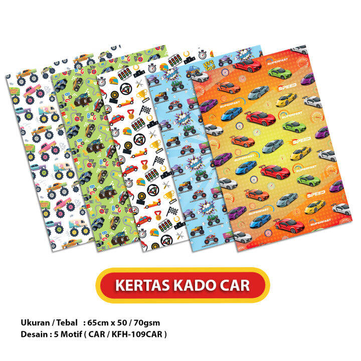 Kertas Kado Motif Car Mobil isi 50 / Bungkus Kado Mobil / Wrapping ...