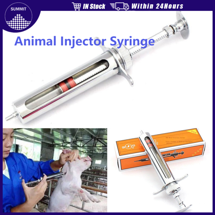 Livestock Medical Veterinary Injector Syringe Stainless 10/20/50ml Pig ...