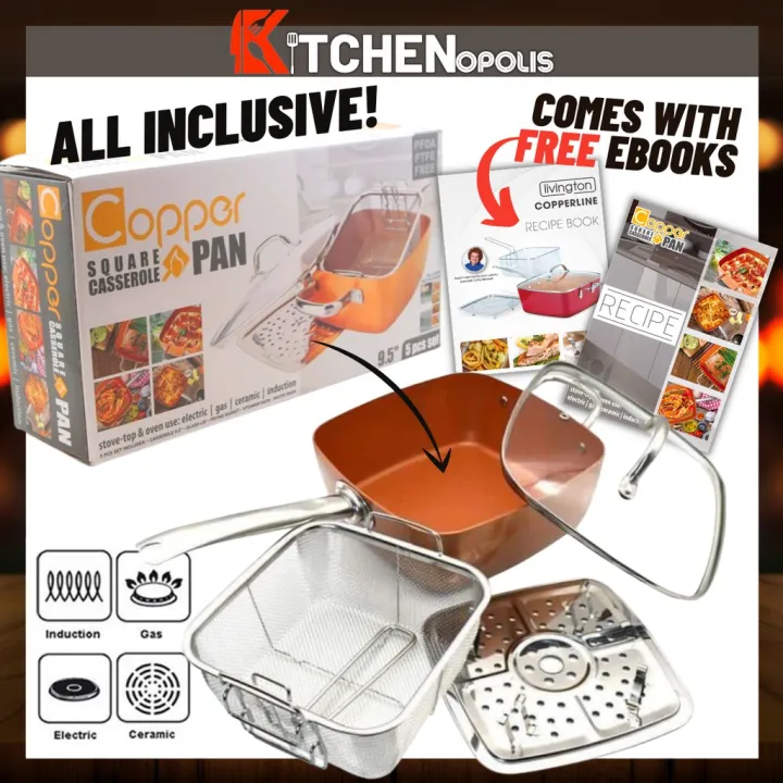 【Ready Stock】 ♫Original MIGAS Multipurpose Square Copper Pan Nonstick ...