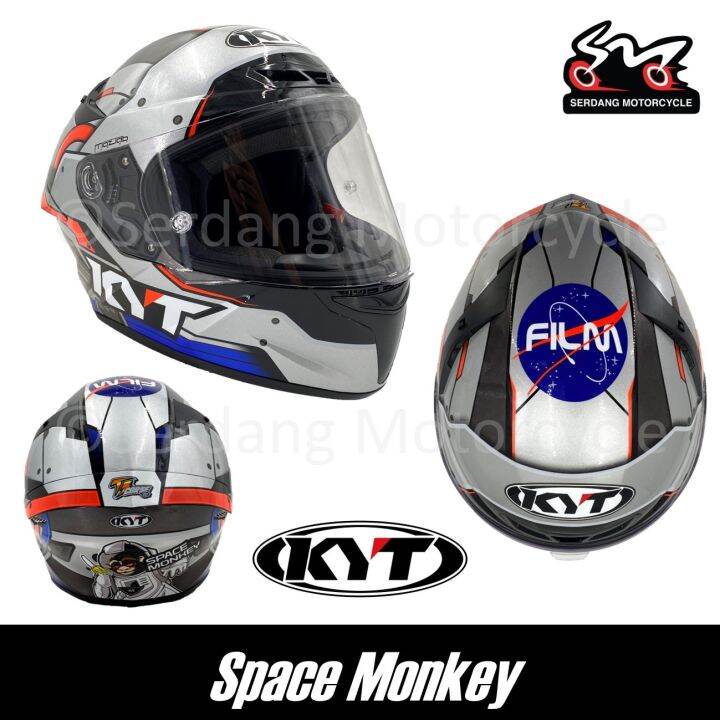 KYT TT Course Space Monkey Helmet Full Face Double Visor Topi Keledar ...