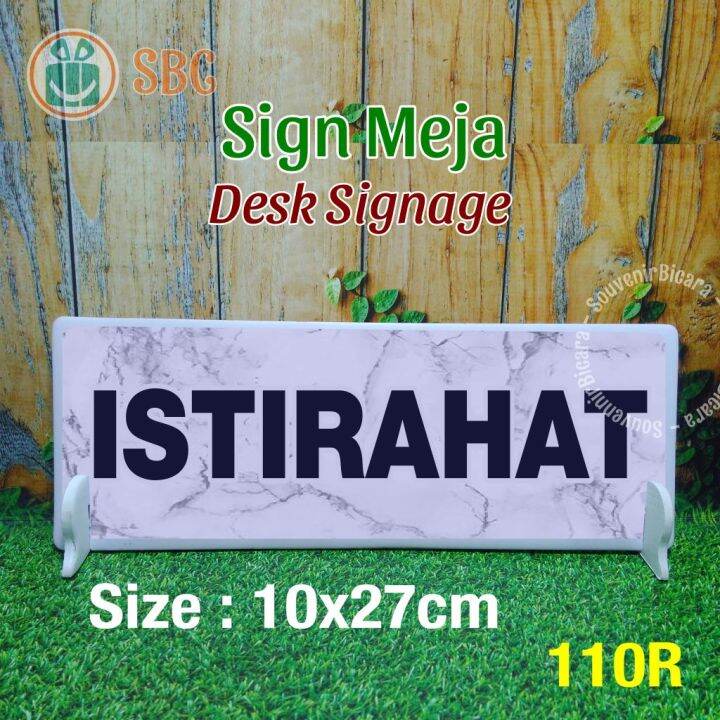 ISTIRAHAT Table Sign Penanda Meja Desk Sign 10x27cm Bisa CUSTOM ...