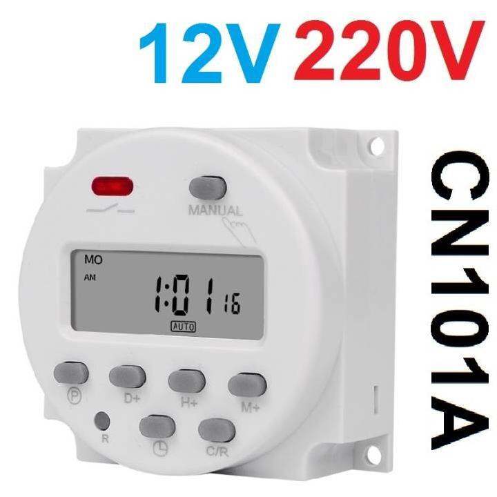 Timer Switch Digital Time Delay Relay 12V 220V CN101A Untuk Lampu Digital Timer Programmable On ...