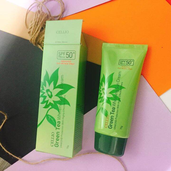 Kem chống nắng trà xanh Cellio Green Tea Whitening Sun Cream SPF 50 ...