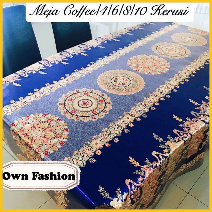 Lapik Meja Korea Warna Biru Corak Bunga Petak Alas Meja Waterproof ...