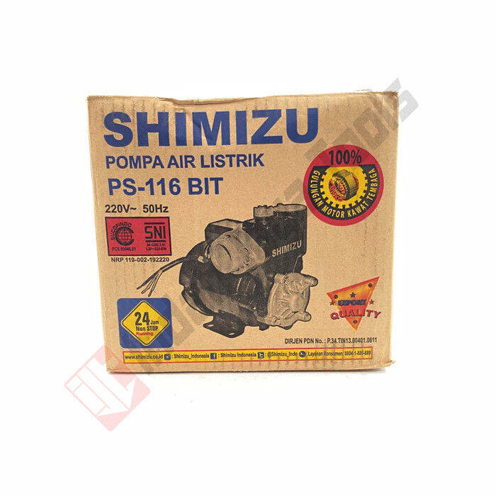 SHIMIZU PS-116 BIT Mesin Pompa Air Sumur Dangkal Non Otomatis 125 Watt ...