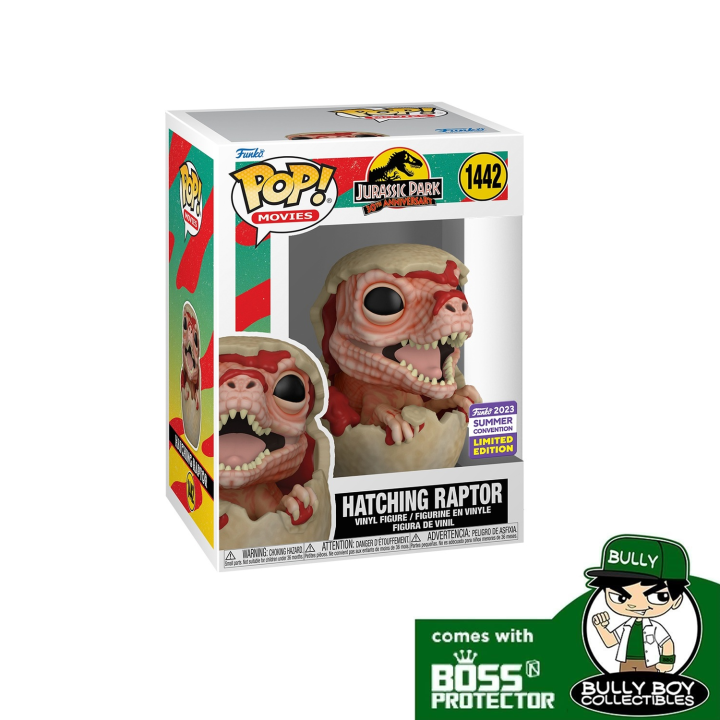 Funko POP! Jurassic Park - Hatching Raptor (SCE) 1442 With Boss ...