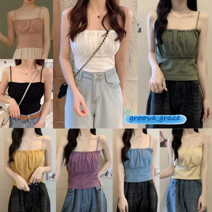 groove k236 พร้อมส่ง สายเดี่ยวไหมพรม ทรงเกาะอกเซ็กซี่ ผ้านิ่มใส่สบาย | Lazada.co.th