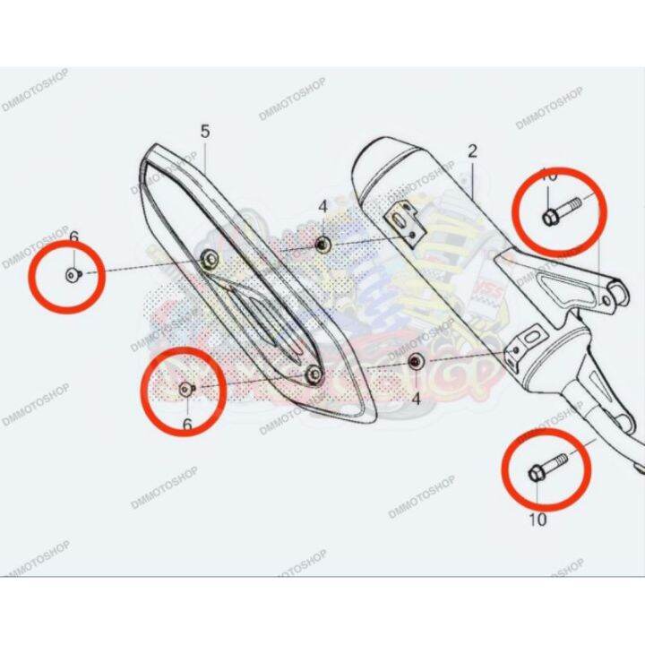 ⚘Heng Gold White Bolt Heat Guard Pipe Bolt Set for Genio, Beat, Zoomer ...