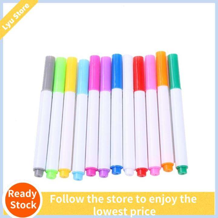 LYU STORE 12Set Removable Marker Pen Board Chalk Water-Soluble Liquid Chalk Different Colors ...